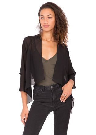 Likemary Bolero Damen festlich - Boleroj&auml;cken f&uuml;r Abendkleid - Eleganter durchsichtiger Cardigan - &Uuml;berwurf f&uuml;r tags&uuml;ber & Abendveranstaltungen Schwarz 38 (UK 