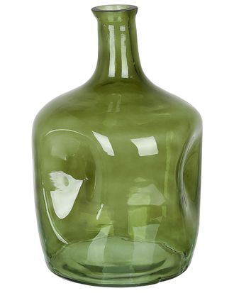 Beliani Blumenvase Glas gr&uuml;n 30 cm Tischdeko Ballonvase Flaschenvase Modern Boho Kerala