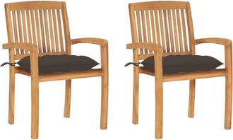 vidaXL Gartenst&uuml;hle 2 Stk. mit Taupe Kissen Massivholz Teak - Vidaxl