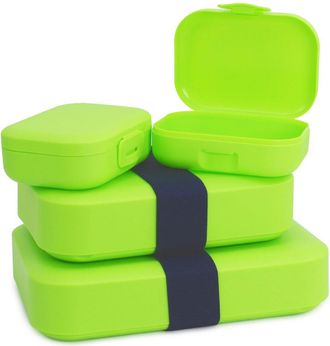 Com-Four 4x Lunch-Box f&uuml;r unterwegs - Brotdose in verschiedenen Gr&ouml;&szlig;en - Vorratsdosen f&uuml;r Essen, Snacks, Obst, Gem&uuml;se (04 St&uuml;ck - Mix gr&uuml;n)