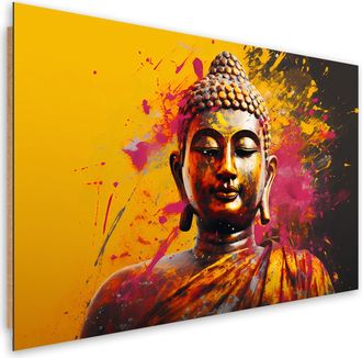 Feeby Deco Panel Asien Japan Buddha 120x80 cm 1 tlg Schlafzimmer Modern Deco Panel MDF Kunstdruck Wand Bild Wanddeko Design Wohnzimmer B&uuml;ro Flur Hotel Spa Z