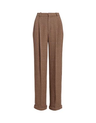 Ralph Lauren PLEATED HOUNDSTOOTH TWEED PANT