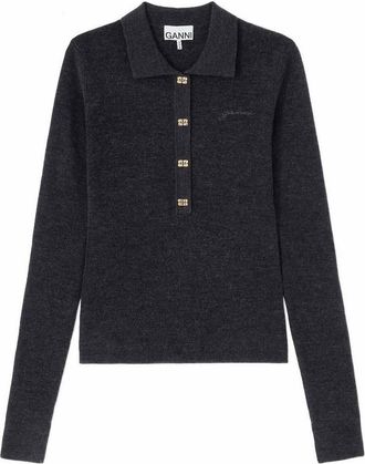 Ganni Poloshirt - Wei&szlig;