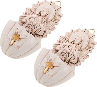 Cabilock 2 Stück Katholisches Weihwasserbecken aus Resin Wandaufhängung Religiöse Wanddekoration für Eingang Familienaltar Langlebig Bruchsicher Vielseitig als