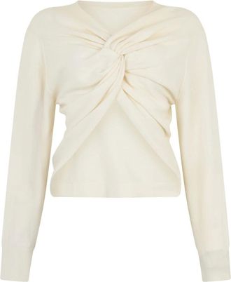 Fabiana Filippi Femme, Sweatshirts et sweats &agrave; capuche, Blanc, Taille: 40 FR SweaT-shirt Court &agrave; Centre Drap&eacute;