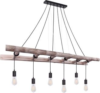 Globo Lighting RETRO Hänge Pendel Leuchte Schlaf Gäste Zimmer Holz Leiter Decken Lampe 15348-6