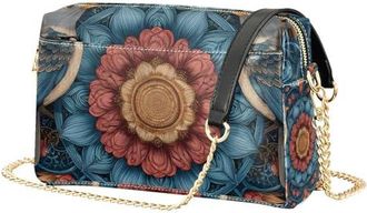Mnsruu Sacs à bandoulière pour femme, sac à main en cuir motif mandala bleu
