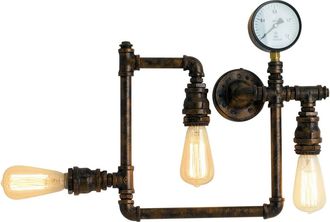 Luce Design Vintage Wand Lampe Deko Uhr Wasser Rohr Design Leuchte schwarz gold Eco Light I-AMARCORD-PL3, rost kupfer