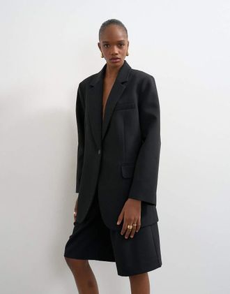 Topshop Relaxed-Fit-Blazer in Schwarz mit 2 Kn&ouml;pfen, Kombiteil