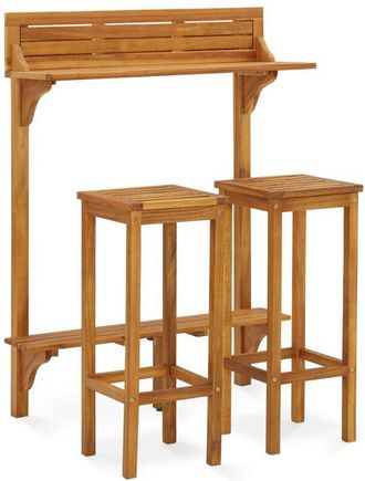 vidaXL Vidaxl - Ensemble table et chaise de jardin 3 pcs - Bois dacacia massif - Table 90x37x122,5 cm - Chaises 30,5x30,5x74,5 cm avec repose-pied