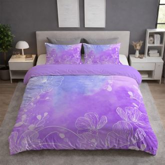 Generic Bettw&auml;sche 240 x 260 cm 3teilig Lila - Bettbezug 240 x 260 cm 2er Set mit Kissenbez&uuml;ge 80x80 cm Atmungsaktiv Leicht Anti-Pilling bettw&auml;sche mit Rei&szlig;ve