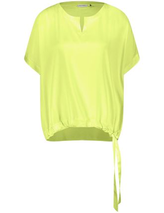 Gerry Weber Damen Blusenshirt mit Bindedetail Kurzarm, &uuml;berschnittene Schultern unifarben Lime 42