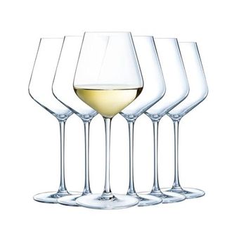 Cristal d'Arques Paris - Collection Ultime - 6 Verres à pied 38 cl en Cristallin - Brillance et Haute Résistance - Fabriqués en France - Emballage renforcé, adapté à l