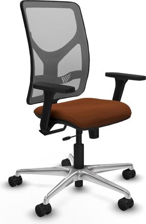 Piqueras y Crespo Atmungsaktiver Schreibtischstuhl mit 3D-Armen, h&ouml;henverstellbare Lendenwirbelst&uuml;tze, ausgestattet mit Syncro/Traslack und Schneideschaum, Grau/Braun