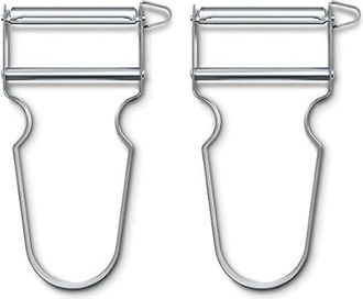 Victorinox by Swiss Army Sparschäler STAR, Kartoffelschäler, Zweischneidig mit Pendelklinge, Extra Scharf, Metallgriff, Swiss Made (Packung mit 2)