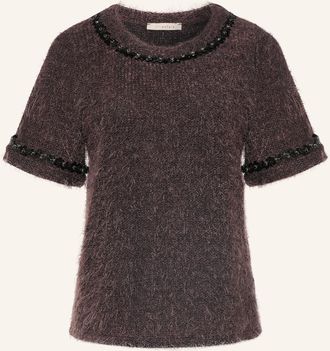 Lilienfels Lilienfels Strickshirt Mit Pailletten Und Schmucksteinen braun