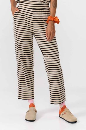Suite13lab Damen vegan Hose Morgon Stripes Schwarz