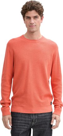 Tom Tailor Tom Tailor Herren Basic Strickpullover aus Baumwolle, 37099 - Coral Red Melange, XL