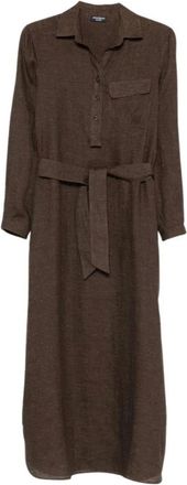 Emporio Armani Femme, Robes, Brun, Taille: 36 FR Robe chemise midi ceintur&eacute;e