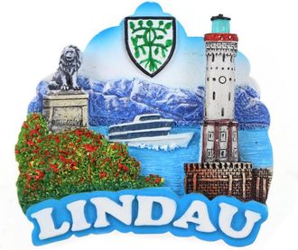 Generic Lindau Bodensee Löwe Glanzoptik Poly Souvenir Magnet Germany Neu