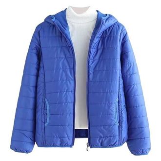 Generic Doudoune dhiver matelass&eacute;e l&eacute;g&egrave;re &agrave; capuche pour femme avec fermeture &eacute;clair int&eacute;grale et poches, bleu marine, XXL