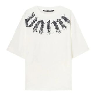 Palm Angels Big Neck Logo T-Shirt - - Tops - Herren - Wei&szlig; - L