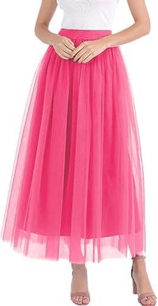 Generic Jupe longue en tulle pour femme - Jupe de carnaval - Taille haute &eacute;lastique - Jupe midi - Jupe de ballet flowy - Jupe d&eacute;t&eacute; - Jupe trap&egrave;ze - Pour carna