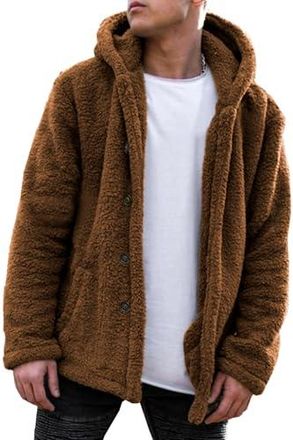 Generic Veste polaire Sherpa pour homme, sweat &agrave; capuche doubl&eacute; Sherpa confortable, sweat &agrave; capuche doubl&eacute; polaire chaud pour homme, veste duveteuse, manteau 