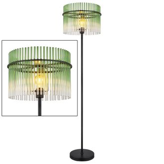 Globo Lighting Stehlampe Stehleuchte Deckenfluter Wohnzimmerlampe gr&uuml;n schwarz Glasst&auml;be, Metall, 1x E27, DxH 38 x 152 cm