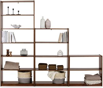 IDIMEX Regalset Melly 3-teilig aus Kiefer Massivholz, Kastanie Farben - Wohnzimmerwand in Stufenform mit offenen F&auml;chern, modernes Holzregal als Raumteiler, 