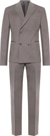 Emporio Armani Zweireihiger Anzug mit Fischgrät-Webmuster und Bügelfalte in