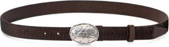 Brunello Cucinelli Textured-leather Braided-buckle Belt