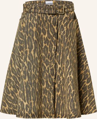 Ganni Jeansrock In Wickeloptik beige