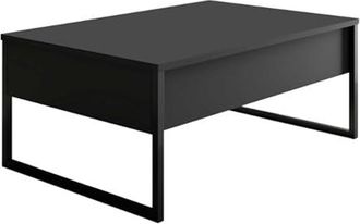 Menzzo Table Basse Sibylle 60x90cm Métal Noir et Bois Anthracite