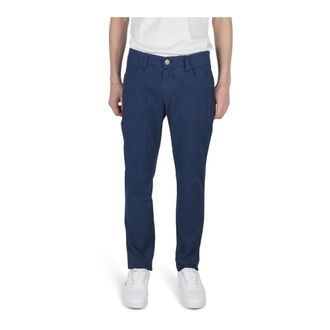 Jeckerson Slim Fit Blaue Sommerhose mit Karomuster - - Trousers - Herren - Blau - W32