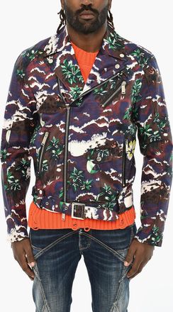 Dsquared2 Bikerjacke aus Seide mit Blumenmuster und G&uuml;rtel Dsquared2