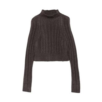 Rick Owens Gek&uuml;rzter Rippstrick-Rollkragenpullover - - Knitwear - Damen - Grau - S