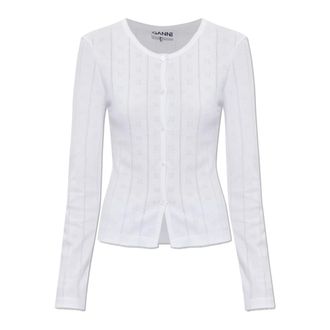 Ganni Figurgebundene Strickjacke - - Knitwear - Damen - Wei&szlig; - M