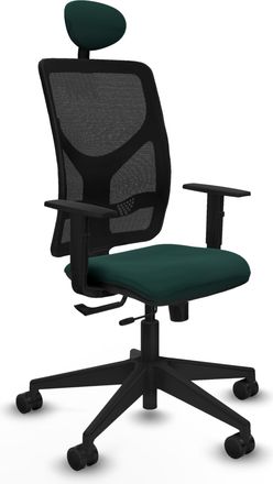 Piqueras y Crespo B&uuml;rostuhl mit hoher R&uuml;ckenlehne, mit 1D-Armlehnen, h&ouml;henverstellbare Lendenwirbelst&uuml;tze und festes Kopfteil, ausgestattet mit Syncro/Traslack und Schn