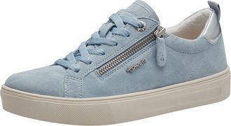 Tamaris Comfort Damen Sneaker flach mit Rei&szlig;verschluss Freizeit, Blau (Sky Suede), 39 EU