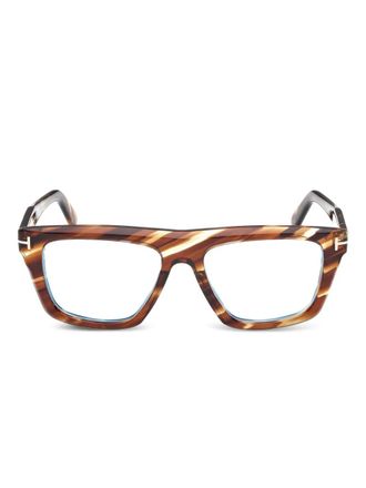 Tom Ford Eyewear lunettes de vue carrées à effet écailles de tortue - Marron