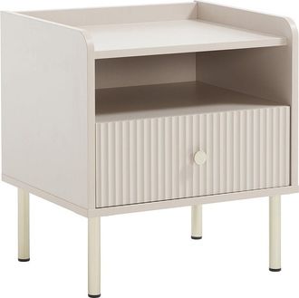 Vente-Unique Nachttisch mit 1 Schublade und 1 Nische - Beige und Gold - LUNAOR
