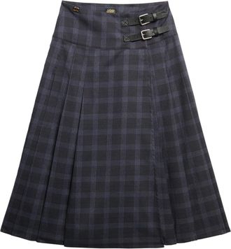 Superdry Damen Karierter Plissee-Midirock Anthrazit Kariert 36