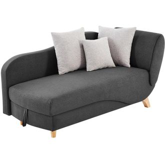 Vente-Unique Vente-unique - M&eacute;ridienne gauche convertible en tissu anthracite avec coffre de rangement penelope