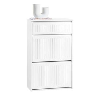 SoBuy Meuble Chaussures - Meuble Rangement Chaussures - 2 Abattants 1 Tiroir pour Petite Entrée ou Couloir - Design Moderne et Fonctionnel - Facile à Assemb