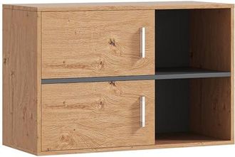 HOMCOM Armoire de salle de bain murale avec compartiments ouverts et 2 portes - Armoire murale moderne pour entr&eacute;e de cuisine - 80 x 35 x 57,5 cm - Naturel