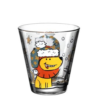 Leonardo Leonardo Bambini Trink-Glas Weihnachten, 1 St&uuml;ck, Kinder-Becher aus Glas mit Winter L&ouml;wen-Motiv, sp&uuml;lmaschinengeeignetes Saft-Glas, 215 ml 016324