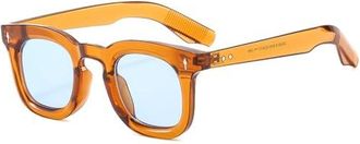 Generic 2025 Designer Fashion Petites lunettes de soleil pour femme Rivets rétro Couleurs bonbon Nuances UV400 Lunettes de soleil punk pour homme, bleu thé, t