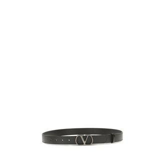 Valentino Garavani Mens Black Calf Leather Bos Taurus Regular Belt