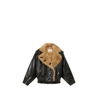 Isabel Marant Veste Valina en cuir brillant &agrave; col en shearling